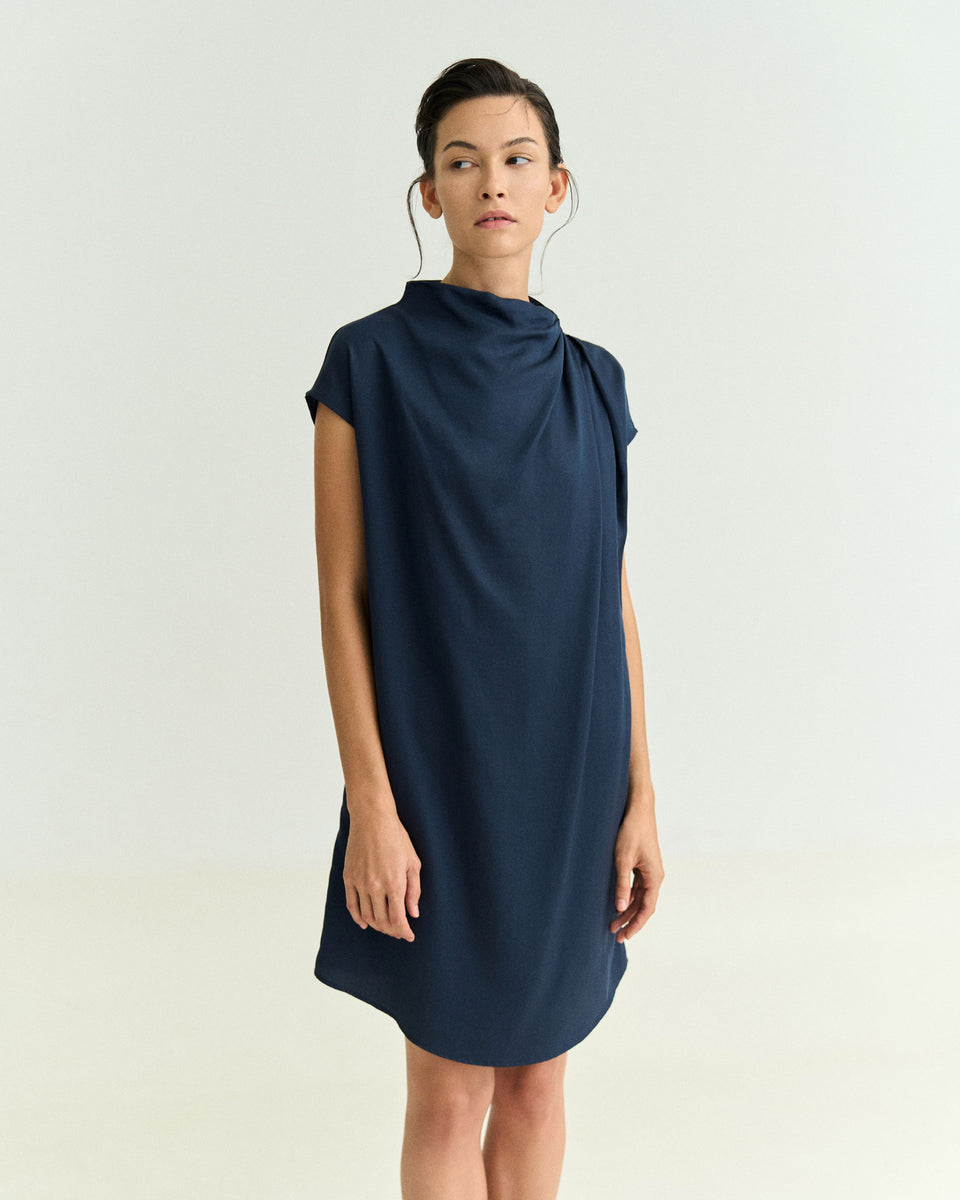 Drape Neck Cap Sleeves Dress – MONOLOQ Pte Ltd